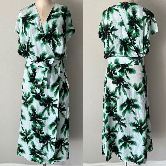 Equipment | Dresses | Equipment Bijou Palm Print Midi Dress 0 Silk Size ...